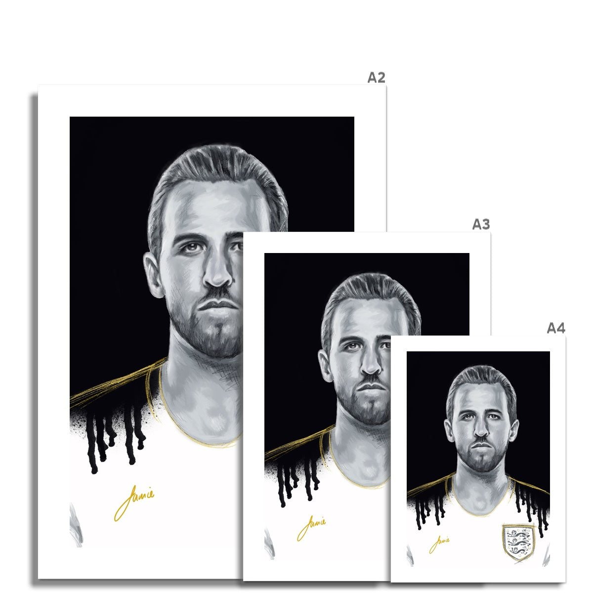 Harry Kane Portrait Fine Art Print - Jamie Art – Jamie Art Shop
